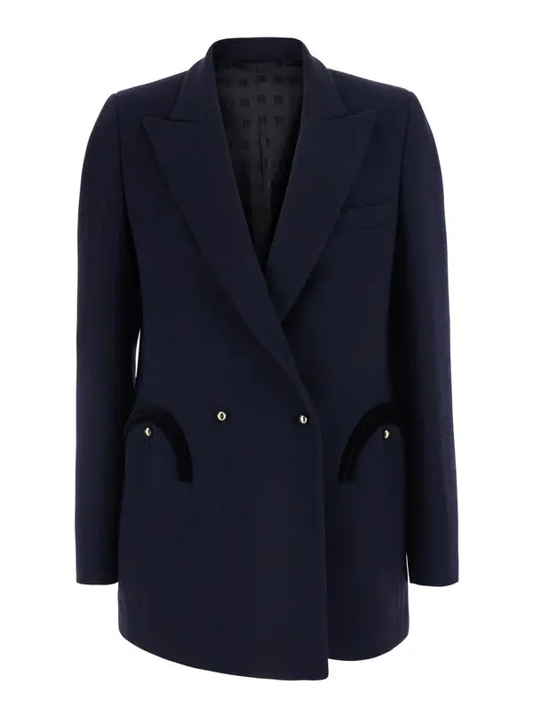 BLAZÉ MILANO Resolute' Blue Double-breasted Jacket With Peak Revers In Cotton For - Multicolor