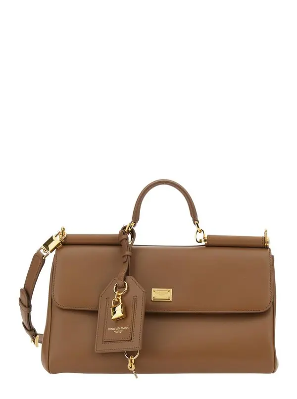 Dolce & Gabbana Medium Handbag 'my Sicily' With Padlock Detail And Adjustable Removable Strap In Leather For - Brown