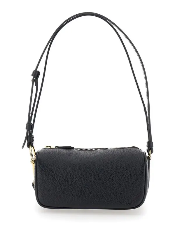Gucci Half Horsebit' Black Mini Bag With Half Horsebit And Adjustable And Removable Strap In Grained Leather - Multicolor