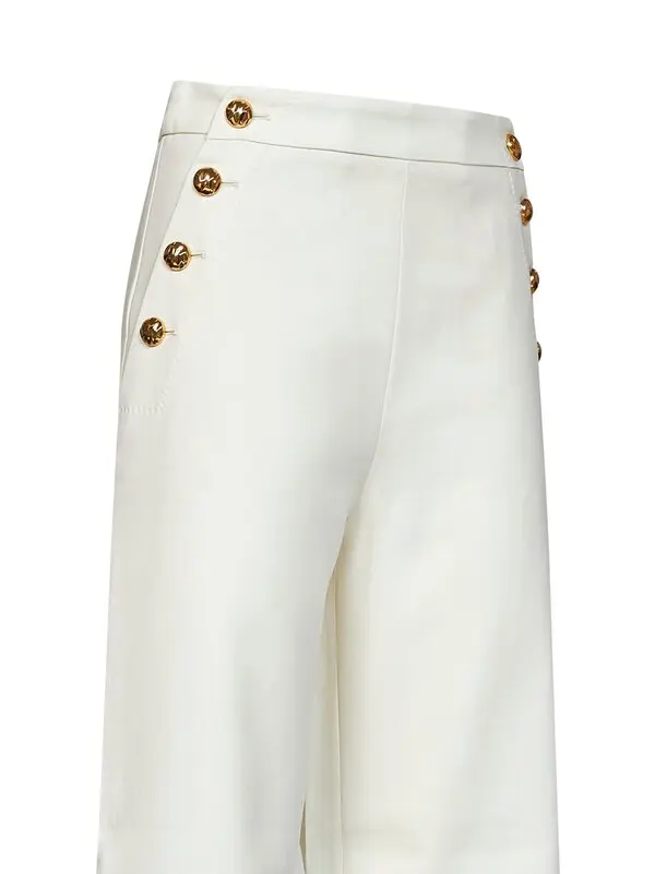 Max Mara Ivory White Cotton Mstbetulla Palazzo Trousers - Multicolor
