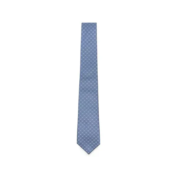 Gucci Gg Jacquard Silk Neck Ties - Blue