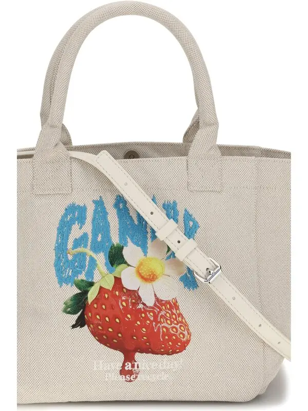 GANNI Small Easy Shoulder Bag With Strawberry Print