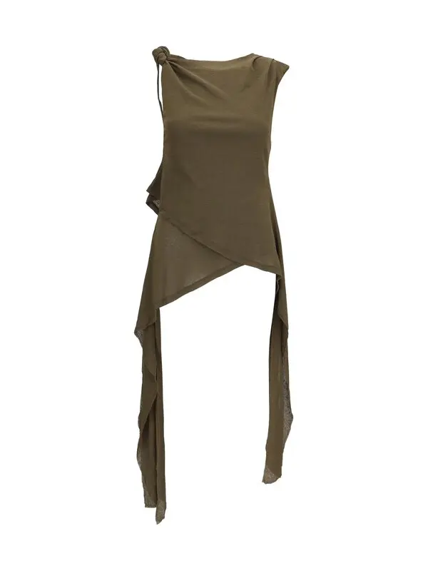 GANNI Asymmetrical Knot Top - Green