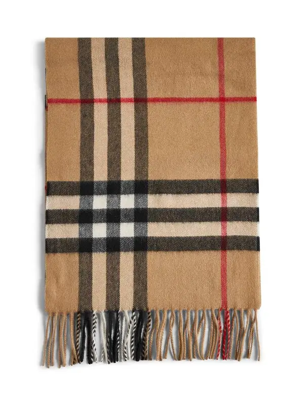 Burberry Beige Check Cashmere Scarf - Multicolor