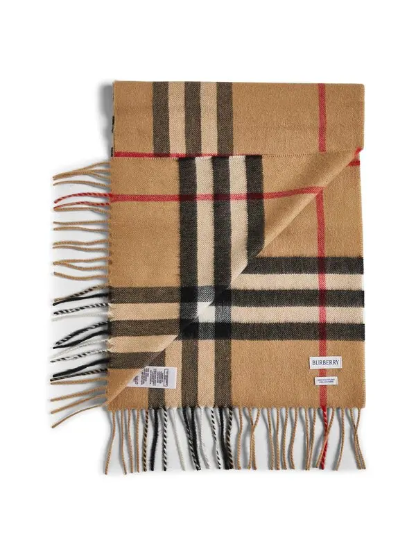 Burberry Beige Check Cashmere Scarf - Multicolor