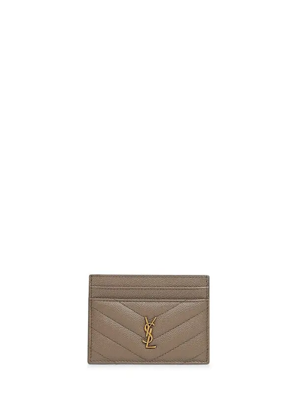 Saint Laurent Light Taupe Cassandre Card Holder - Multicolor