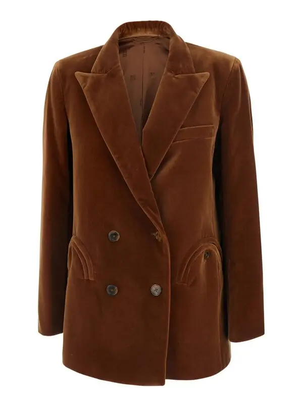 BLAZÉ MILANO Jealousy' Double-breasted Jacket With Peak Revers In Velvet For - Brown