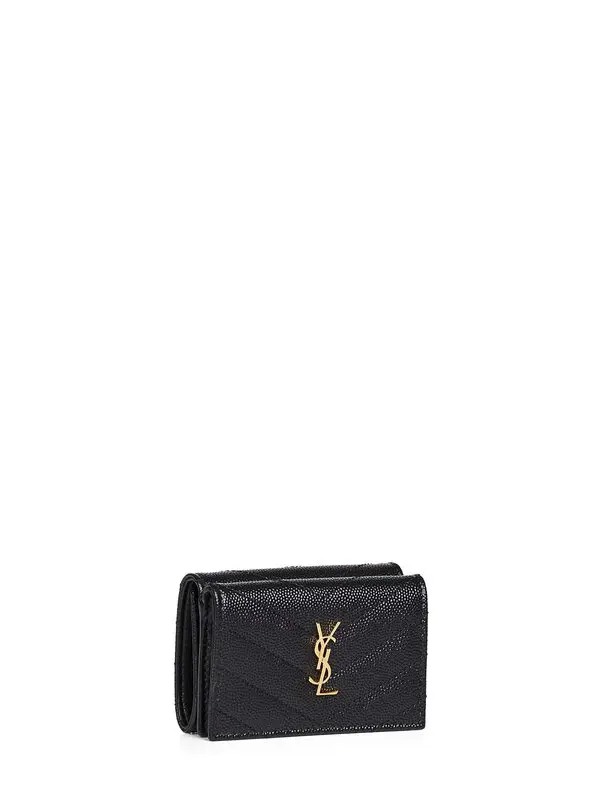 Saint Laurent Black Cassandre Origami Tiny Wallet