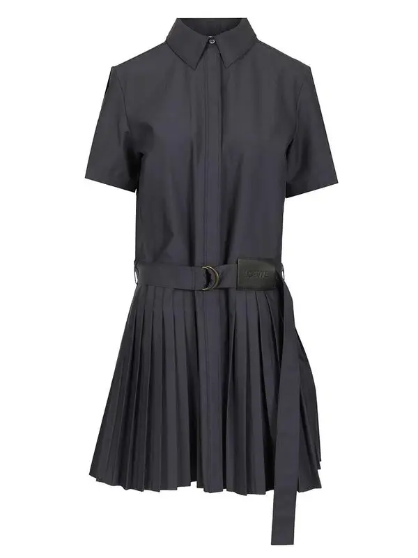 Loewe Pleated Shirt Dress - Blue