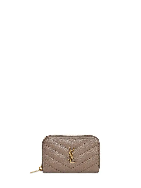 Saint Laurent Light Taupe Cassandre Zipped Change Purse - Multicolor