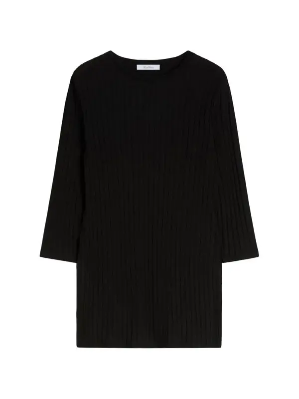 Max Mara Ribbed Viscose Crepe Pullover - Black
