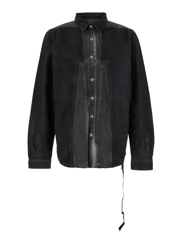 Rick Owens Splintered' Grey Shirt With Classic Collar And Faded Effect In Cotton - Multicolor