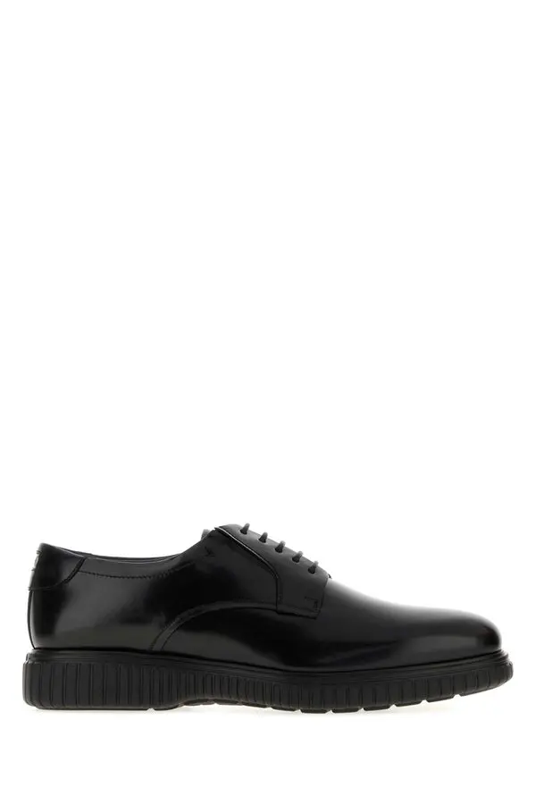 FERRAGAMO Leather Sandro Lace-up Shoes - Black