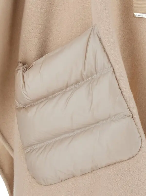 Herno Wool And Nylon Poncho With High Collar - Cream