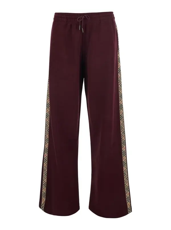 Burberry Jodie' Bordeaux Pants With Drawstring Waist And Check Motif On The Side In Cotton For - Multicolor