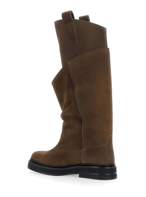 Attico Robin Passeggiata' Boots With Round Toe In Suede For - Brown