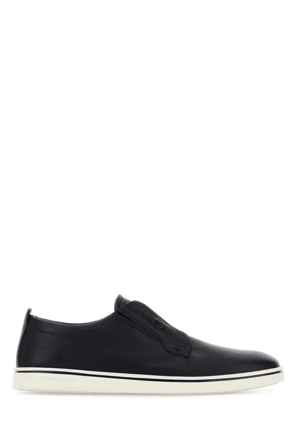 FERRAGAMO Leather Alfie Slip Ons - Black