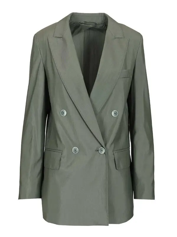 Max Mara Double-breasted Wool And Silk Blazer - Green