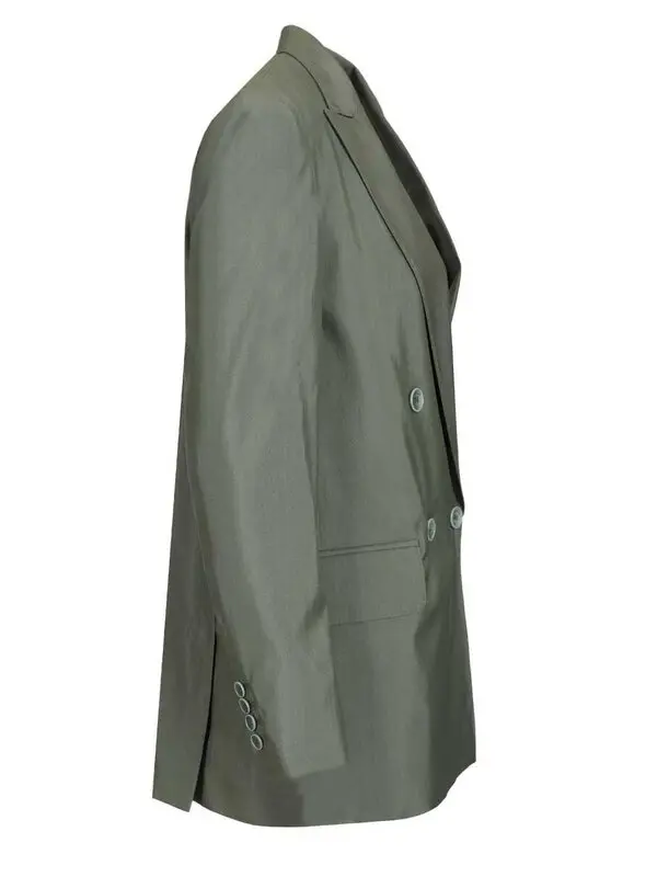 Max Mara Double-breasted Wool And Silk Blazer - Green