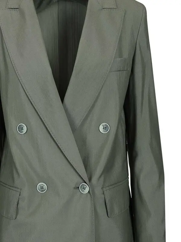 Max Mara Double-breasted Wool And Silk Blazer - Green