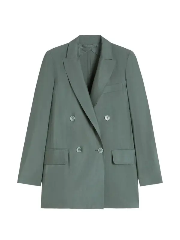 Max Mara Double-breasted Wool And Silk Blazer - Green