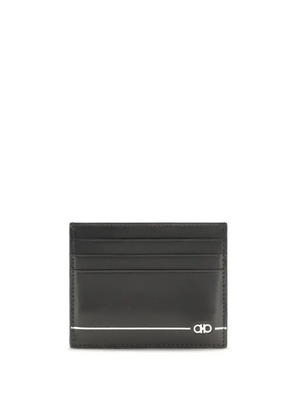 FERRAGAMO Leather Card Holder - Black