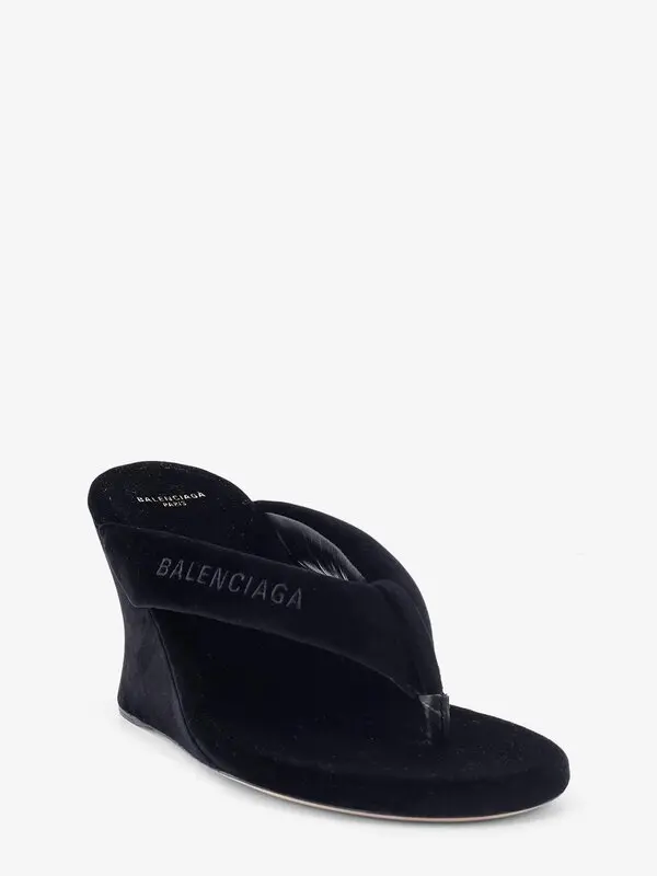 Balenciaga Gaeta Velvet Sandals - Black