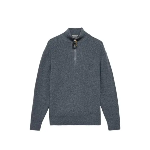 JW Anderson Ribbed Knit Half-zip Jumper - Gray