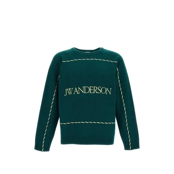 JW Anderson Embroidered Logo Wool Jumper - Green