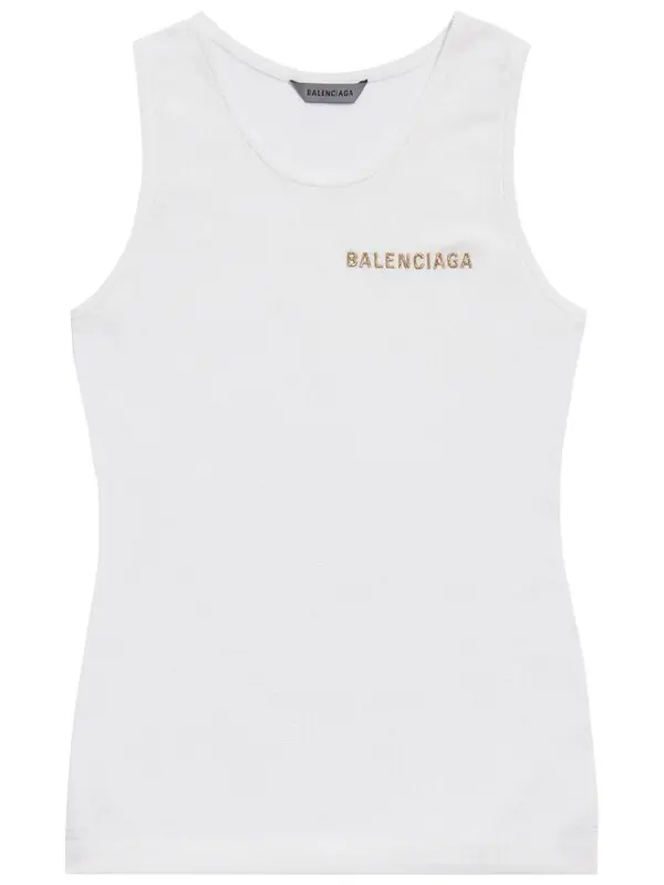 Balenciaga Tank Top In Light Knit Cotton - White