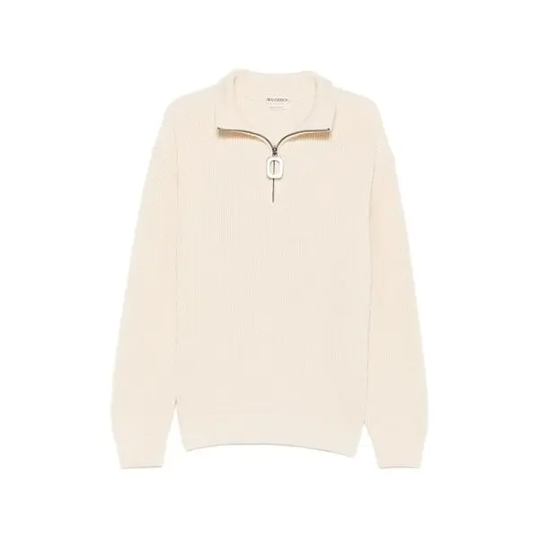 JW Anderson Ribbed Knit Half-zip Jumper - Cream
