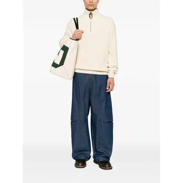 JW Anderson Ribbed Knit Half-zip Jumper - Cream