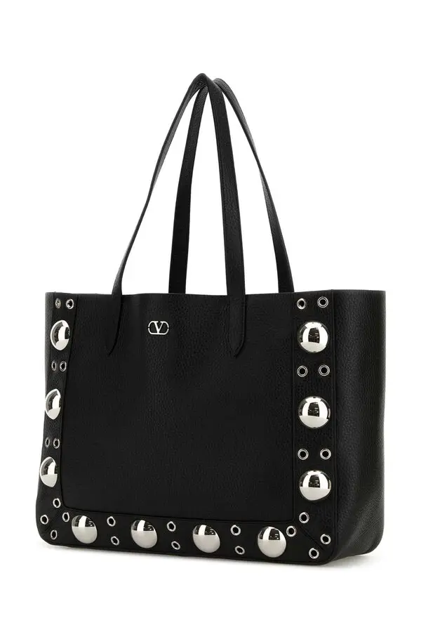 Valentino Garavani Leather Shopping Bag - Black