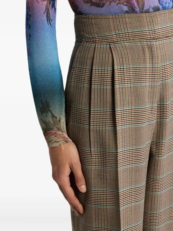 Etro Prince Of Wales Stretch Wool Trousers
