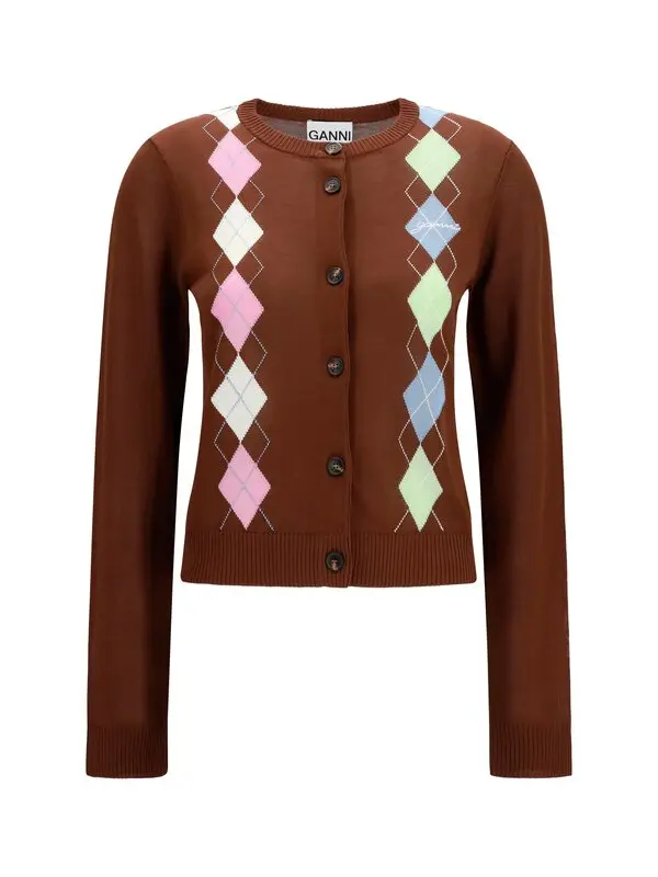 GANNI Diamond-pattern Cardigan