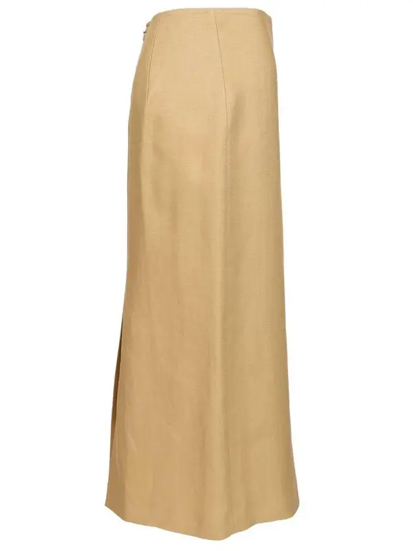 Max Mara Slim-fit Diagonal Linen Midi Skirt - Cream