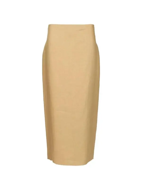 Max Mara Slim-fit Diagonal Linen Midi Skirt - Cream