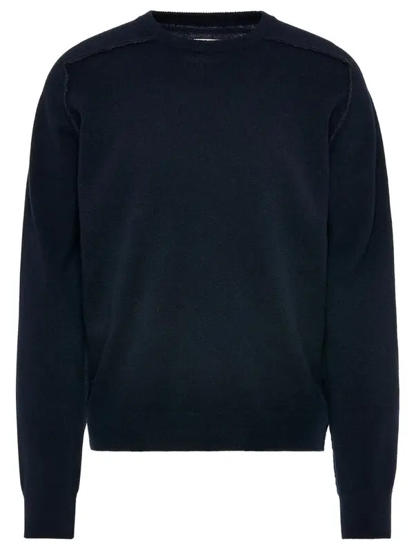 MAISON MARGIELA Virgin Wool Crewneck Sweater - Blue