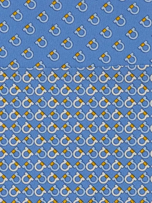 FERRAGAMO Square Gancini Print Silk Tie