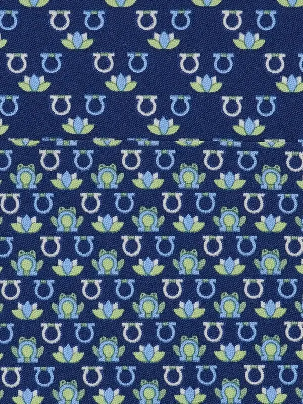 FERRAGAMO Frog Print Silk Tie - Blue