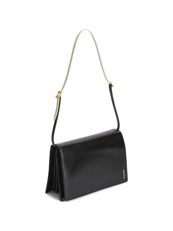 JIL SANDER Small File Leather Shoulder Bag - Black