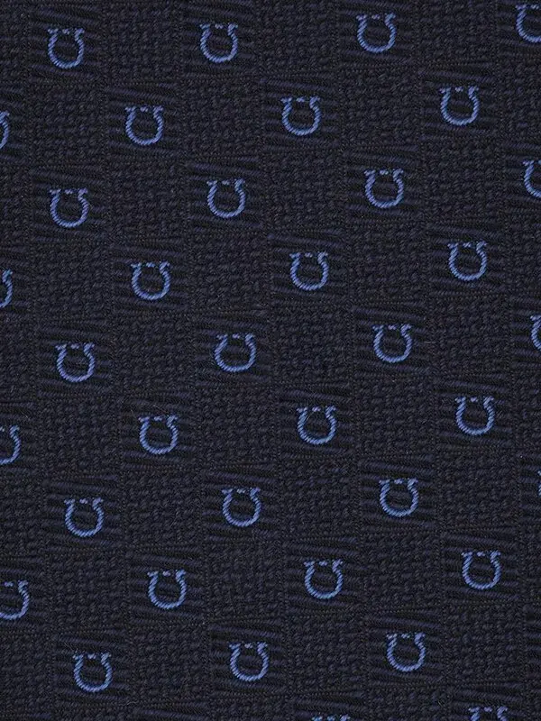 FERRAGAMO Gancini Jacquard Silk Tie - Blue