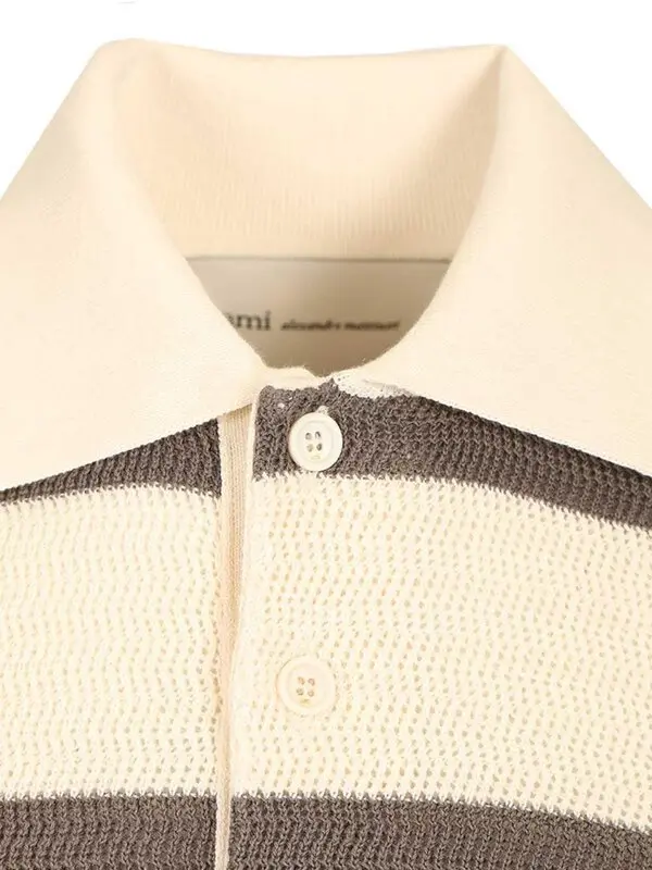 AMI Paris Striped Short Sleeve Polo - Multicolor