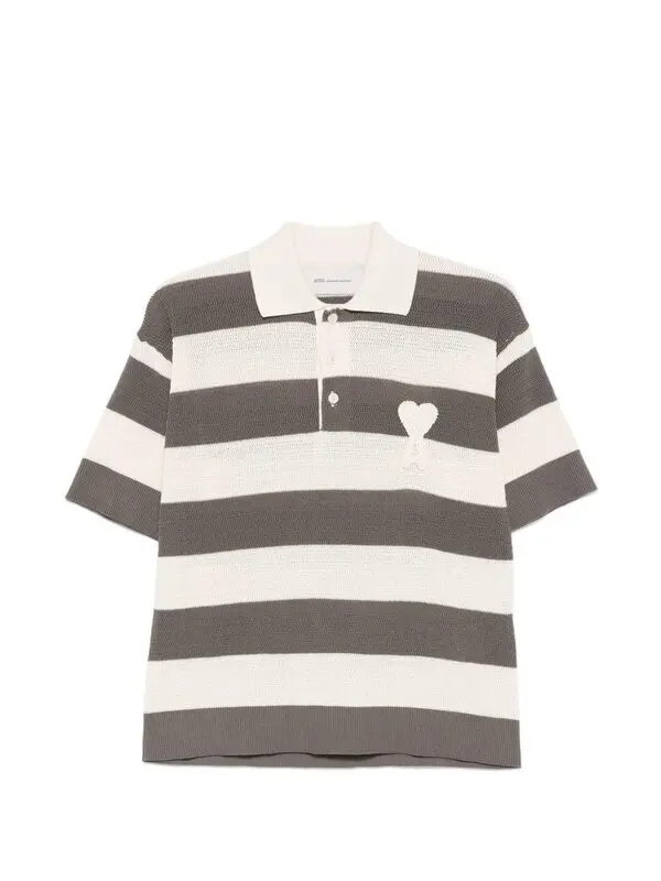 AMI Paris Striped Short Sleeve Polo - Multicolor