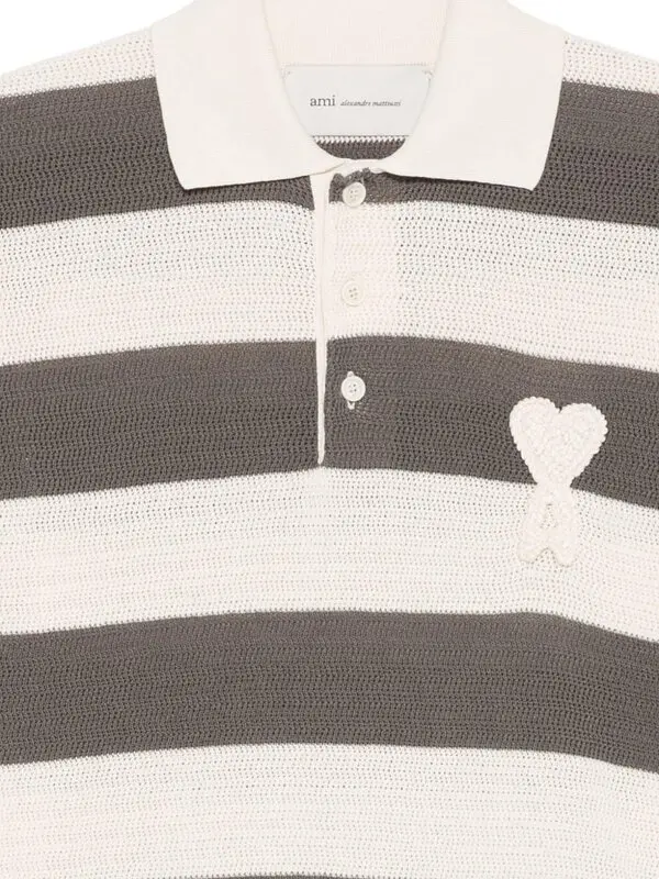 AMI Paris Striped Short Sleeve Polo - Multicolor