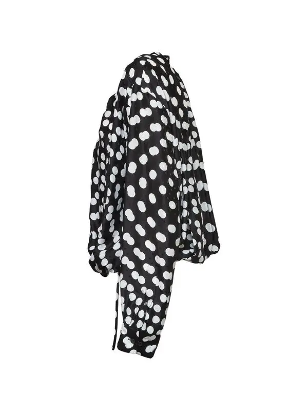 Dries Van Noten Polka Dot Jacquard Satin Draped Blouse
