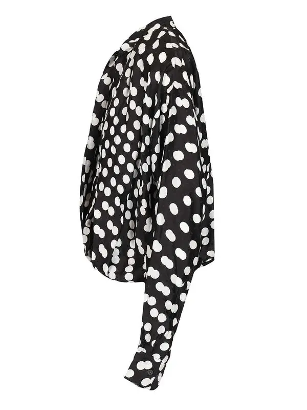Dries Van Noten Polka Dot Jacquard Satin Blouse - Black