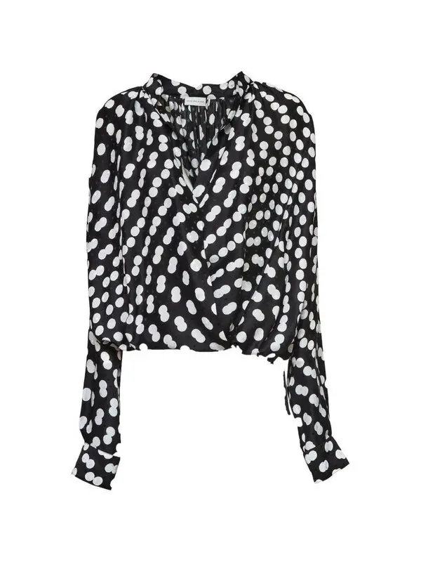 Dries Van Noten Polka Dot Jacquard Satin Blouse - Black