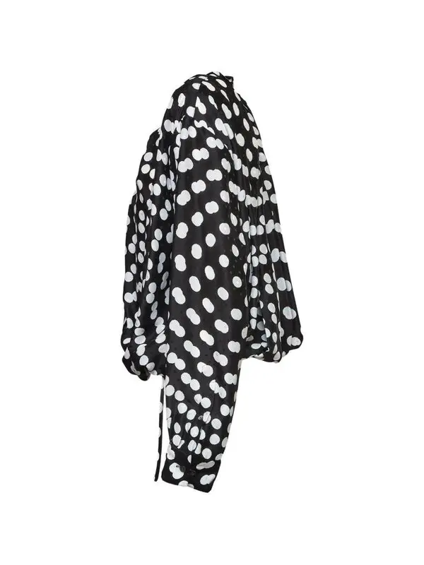Dries Van Noten Polka Dot Jacquard Satin Blouse - Black