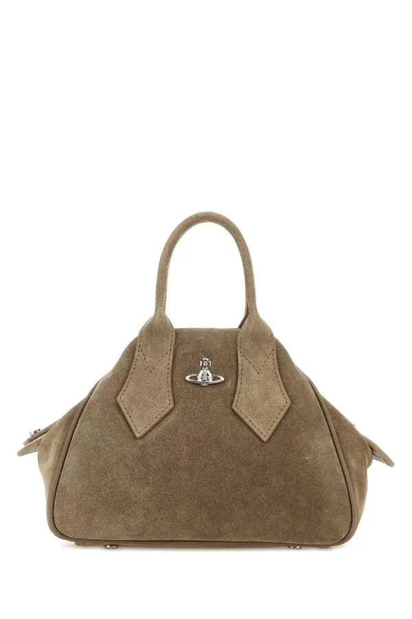 VIVIENNE WESTWOOD Dove Grey Suede Small Yasmine Handbag - Gray